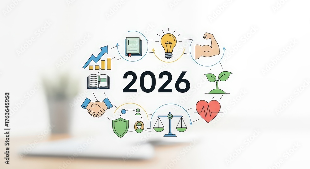 Stock-Illustration „Future Projections Elements for Year 2026 Featuring ...
