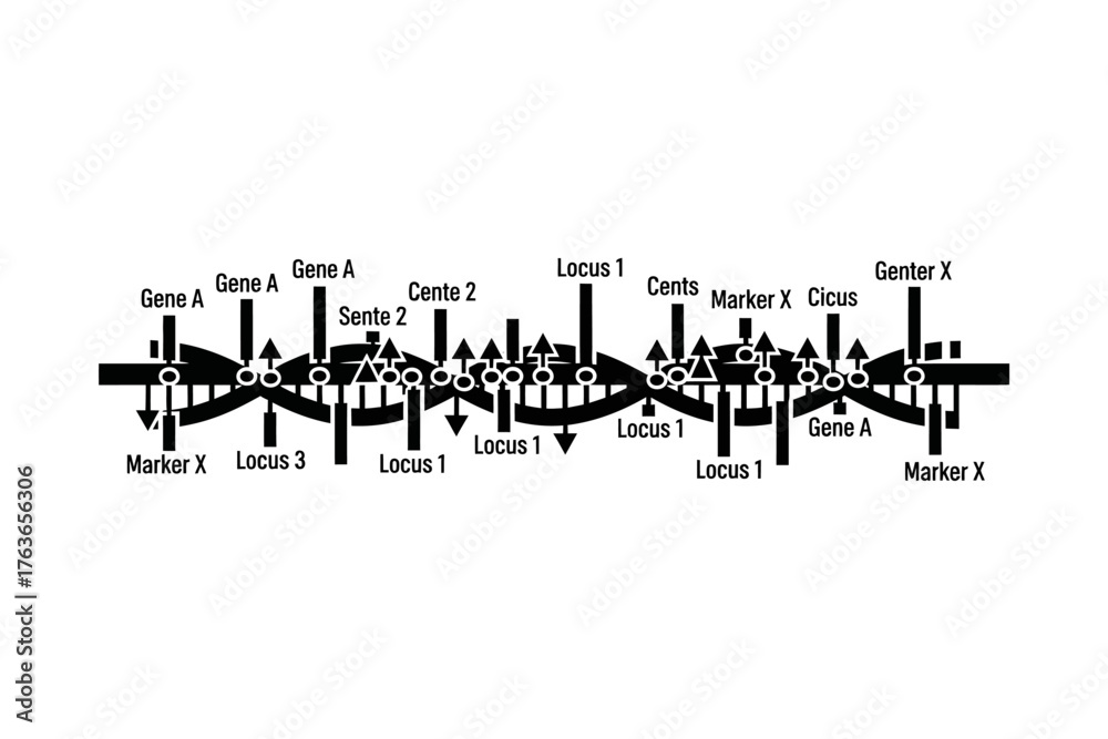 Diagram illustrating genetic markers and loci relationships in a ...