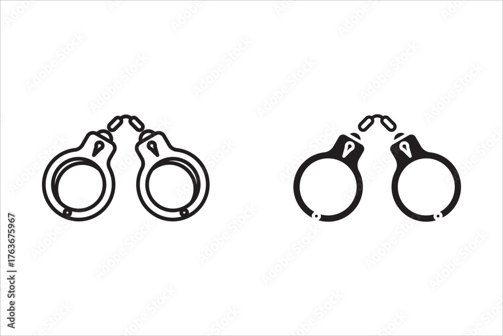 Image vectorielle Stock A pair of handcuff-shaped icons, one with a ...