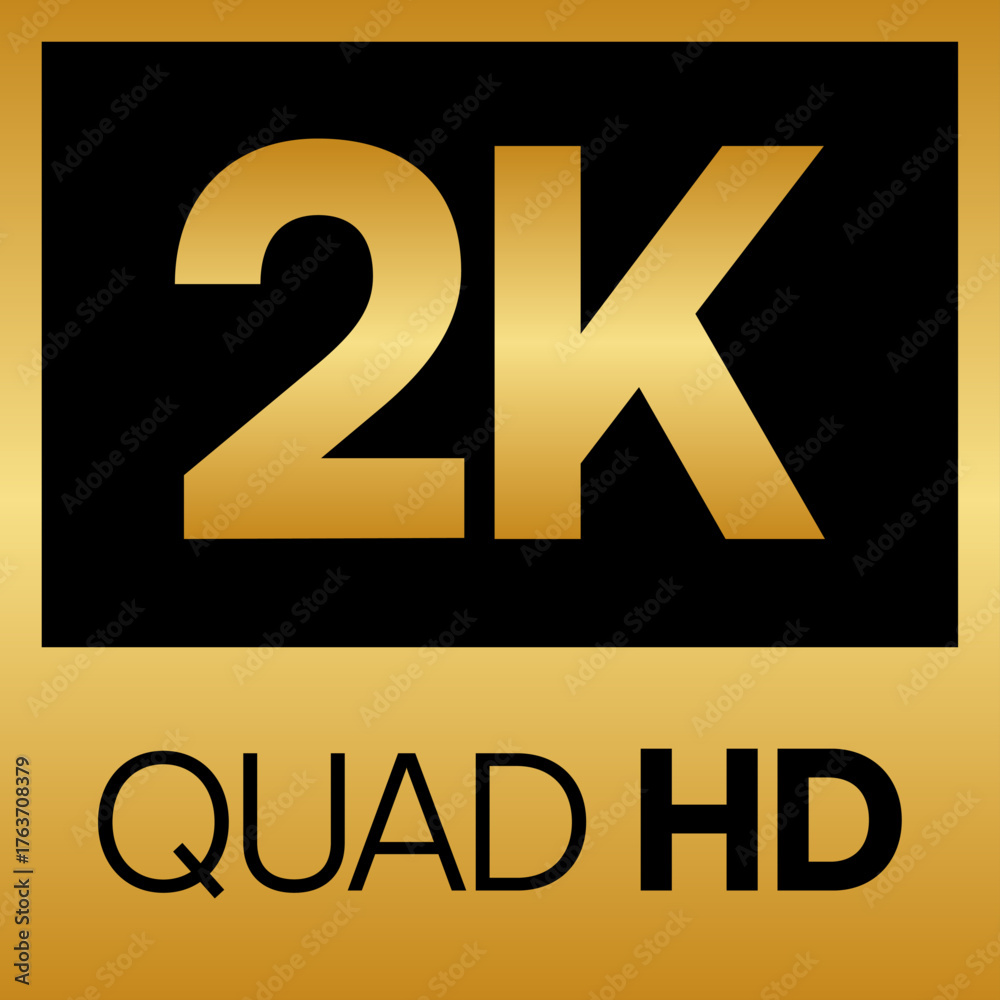 2K Quad HD Gold Text Logo on Black and Golden Background - High ...