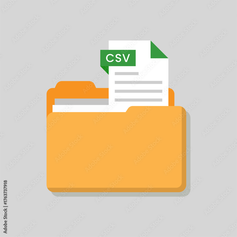 Vector de Stock Open Folder Icon with CSV Document Inside. Folder with ...