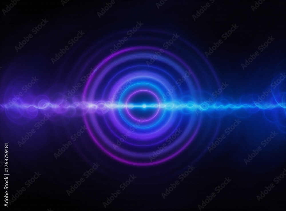 Glowing energy pulses radiate outward from a central point, creating ...
