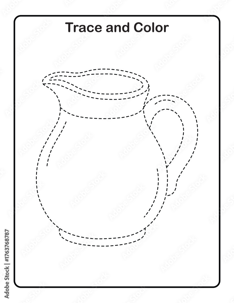 Stock-Vektorgrafik „Cute Jug Dotted Line Tracing Sheet | Fun Hand Drawn ...