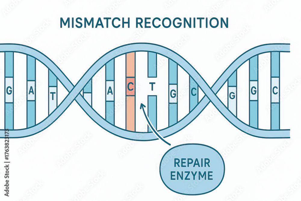 Mismatch recognition herniated disc health awareness concept DNA strand ...