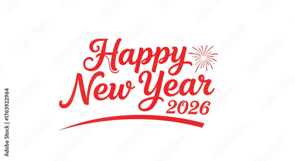 A celebratory image featuring the words happy new year in red cursive ...