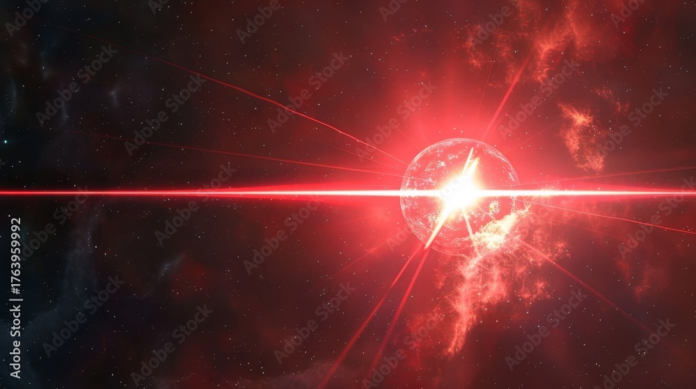 Dynamic red light streak and flare effect in 3d rendering for visual ...