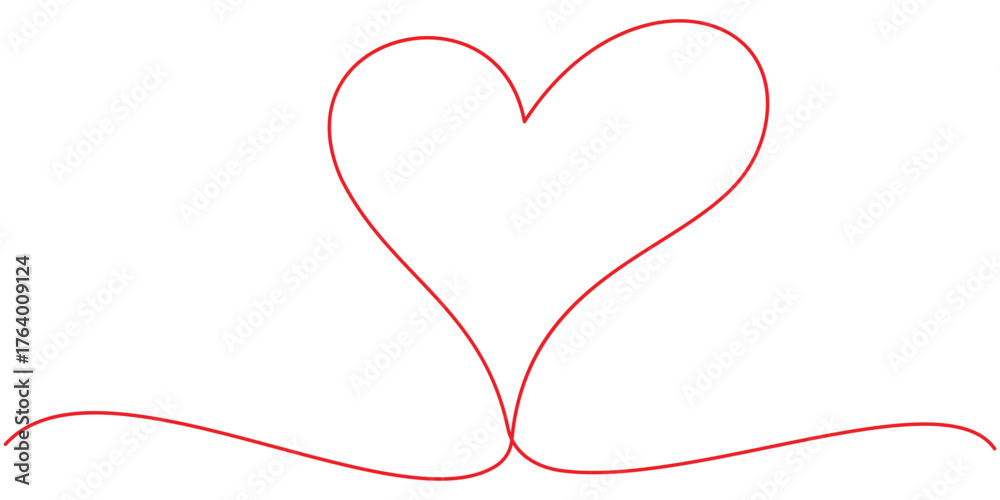 Stock-Vektorgrafik „Heart and love sign in continuous one line drawing ...