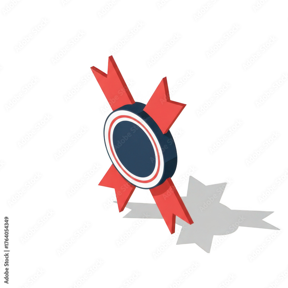 3d red and blue ribbon award emblem symbol for recognition and ...