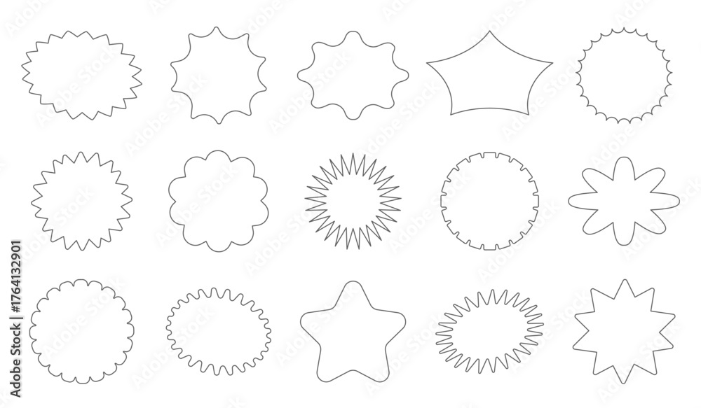 Vector outline set with stars, bursts, and badge shapes ideal for sale ...