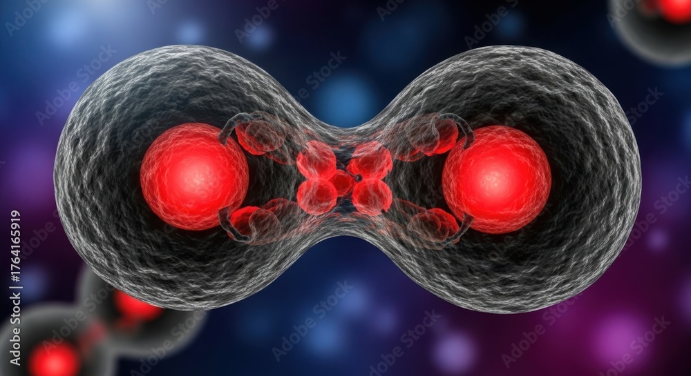 Ilustración de Stock Microscopic view of cell division process showing ...