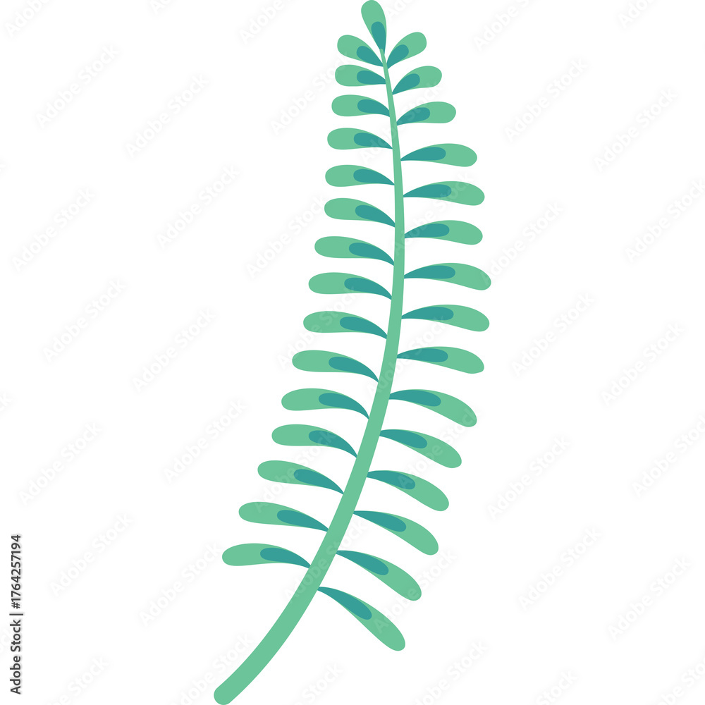 Pixel Art Fern Leaf In Teal And Green On Transparent Background Simple ...