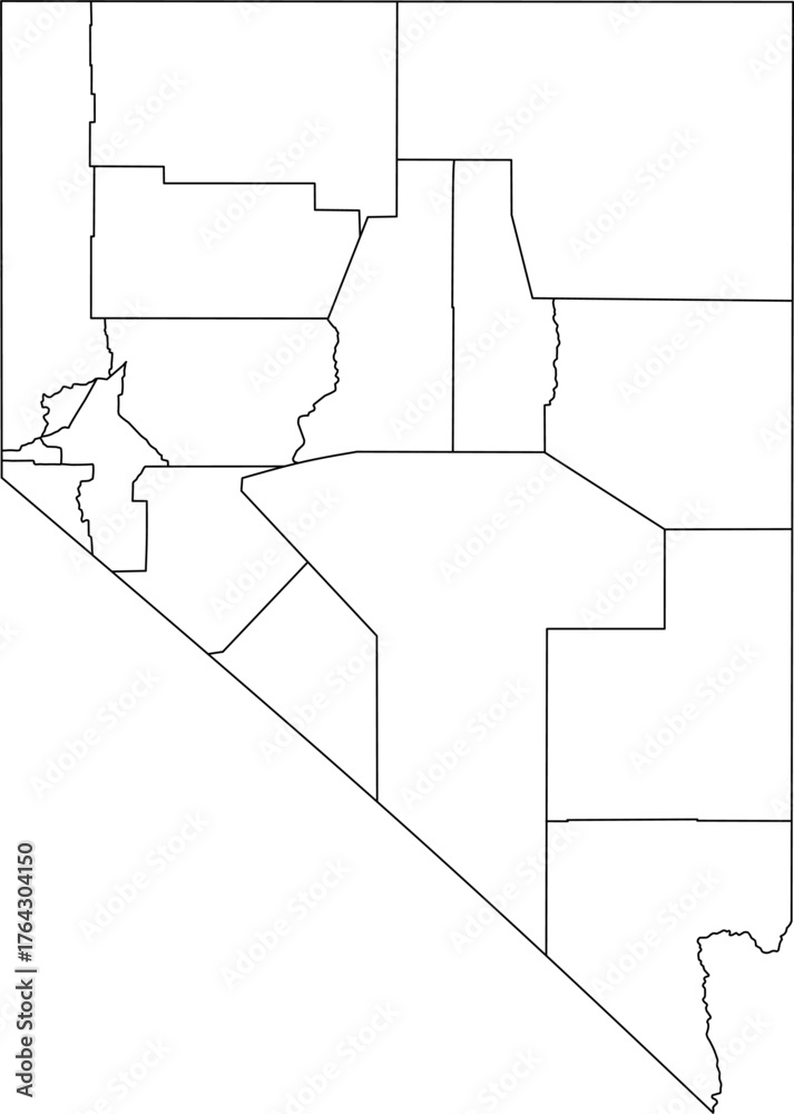 Vector de Stock Vector political map of Nevada state outline with all ...