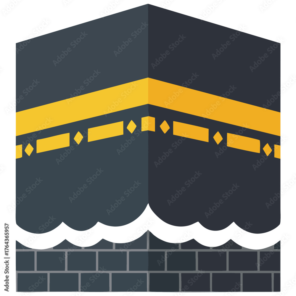 The Kaaba, a cubic building in Mecca, Saudi Arabia, is illustrated with ...