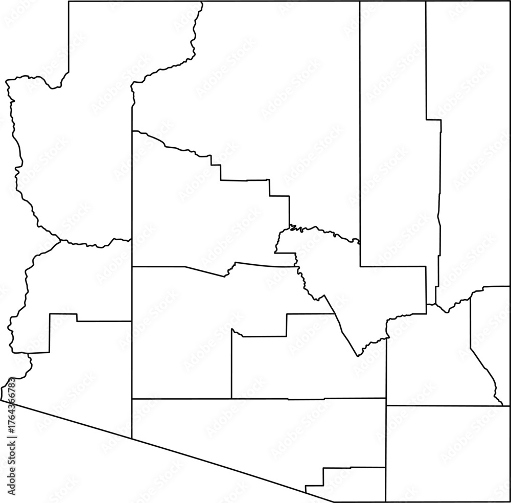 Stock-Vektorgrafik „Vector political map of Arizona state outline with ...