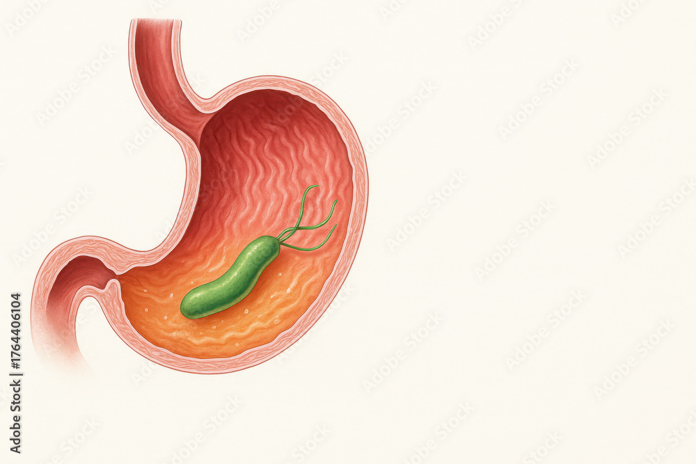 Stock-Illustration „Medical illustration of Helicobacter pylori ...