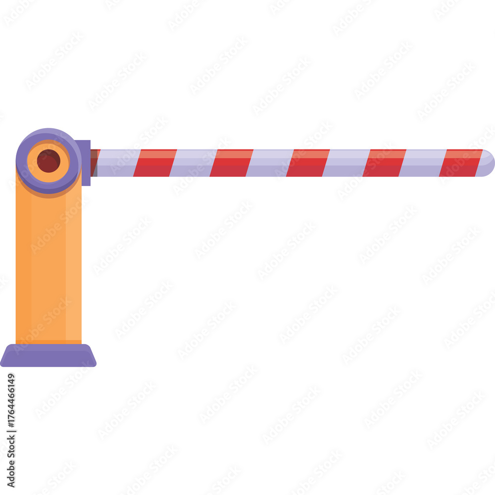 Orange and Purple Barrier Gate With Red and White Striped Boom Arm On A ...