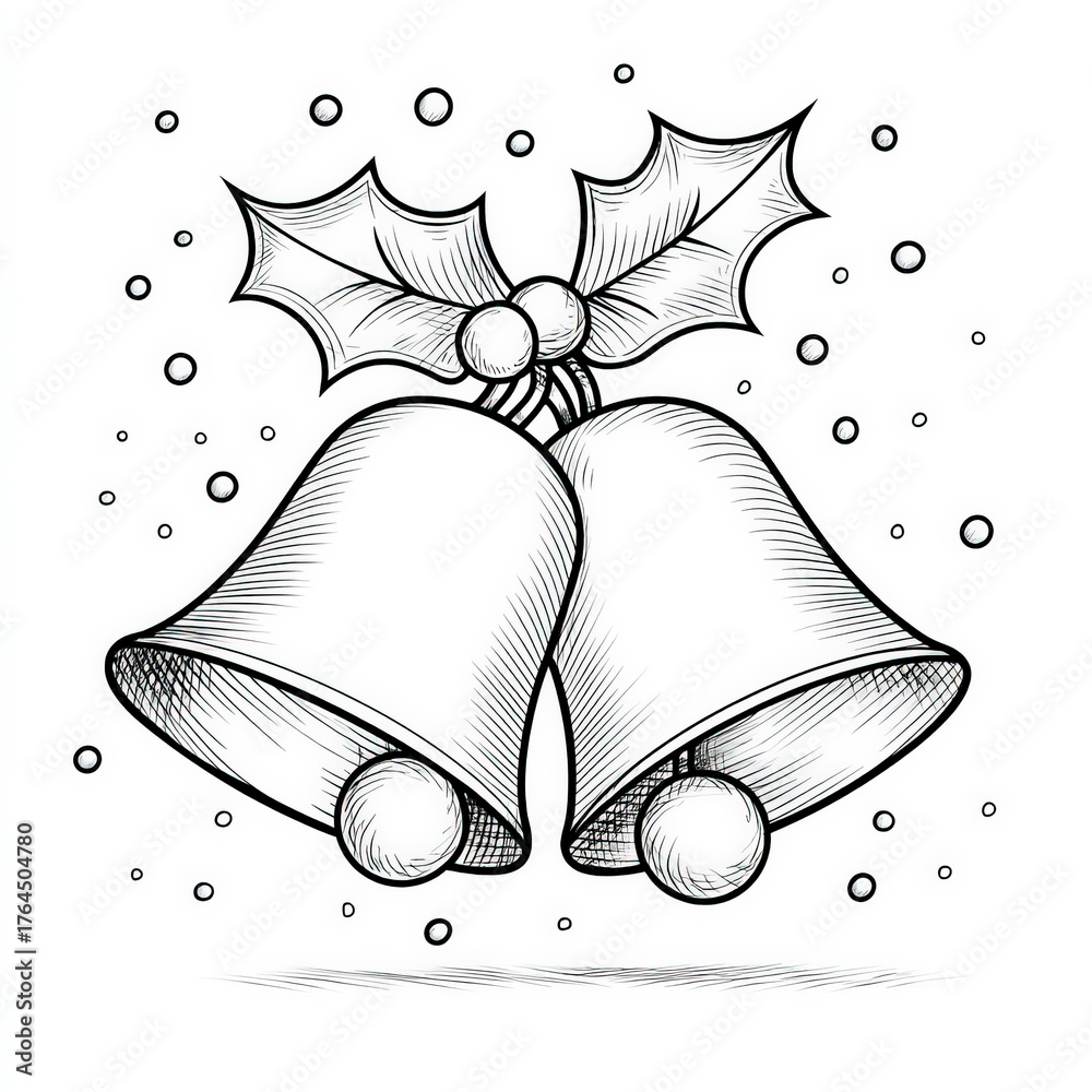 Coloring Page of Christmas Bells, coloring page for kids, simple ...