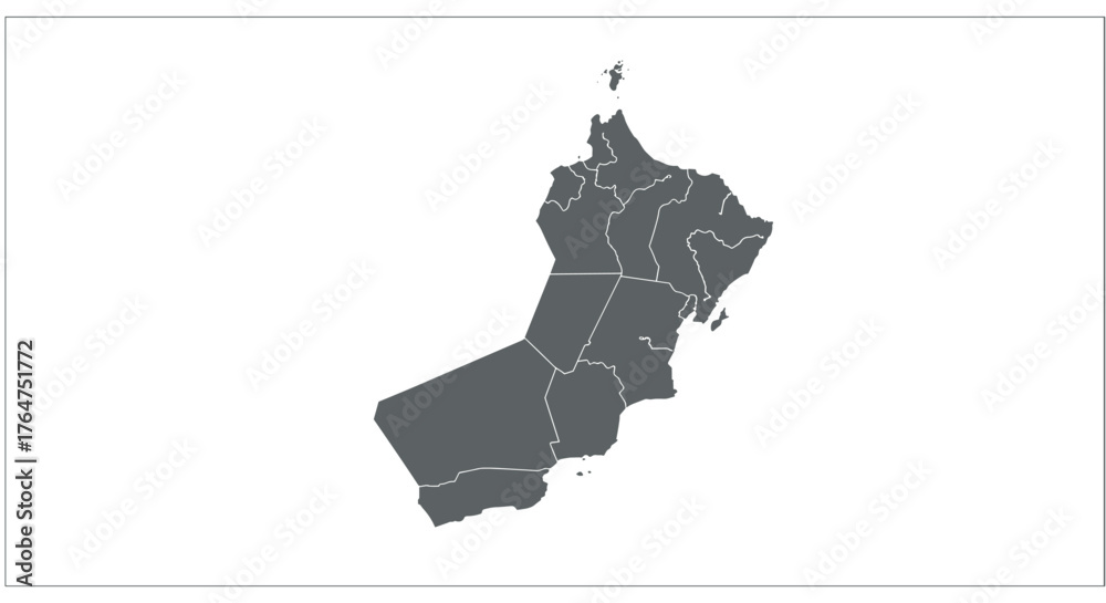 Stock-Vektorgrafik „Map of oman with state boundaries in gray color ...