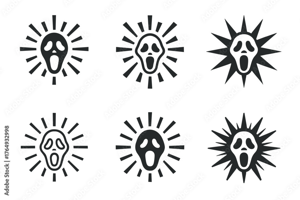 Praca wektorowa bez tantiem: Jump Scare Logos. Jump scare. Set Logo of ...