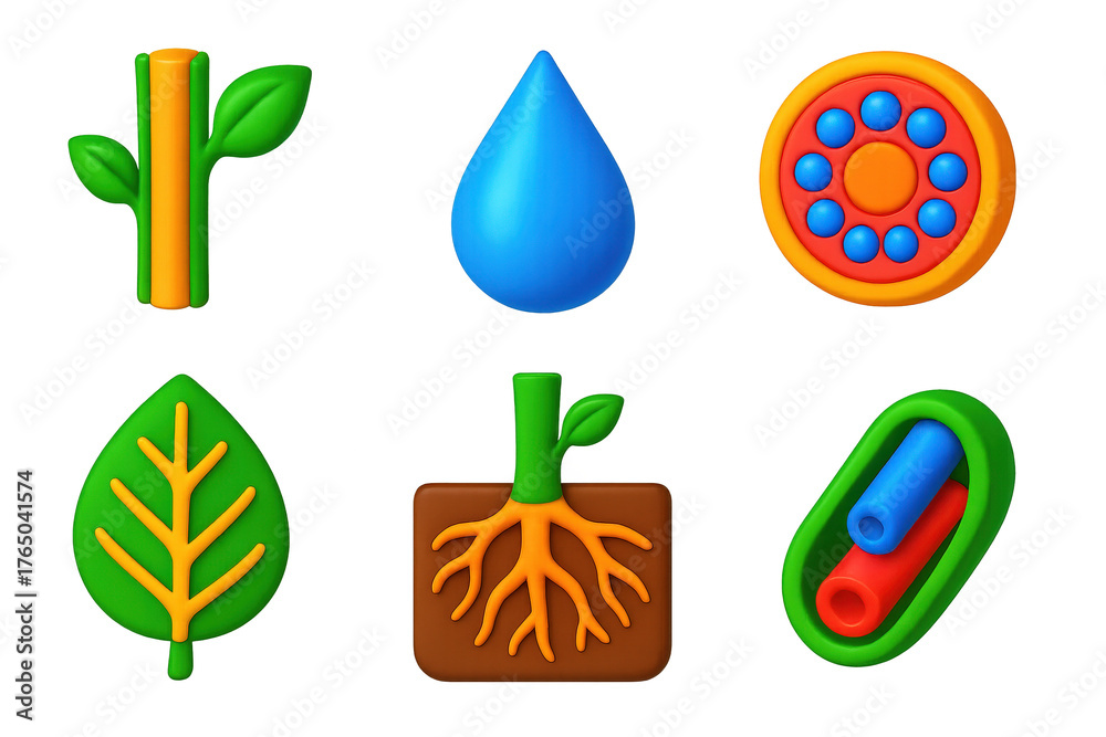 Illustration Stock 3D Xylem Icon Set. 3D icon set of xylem function ...