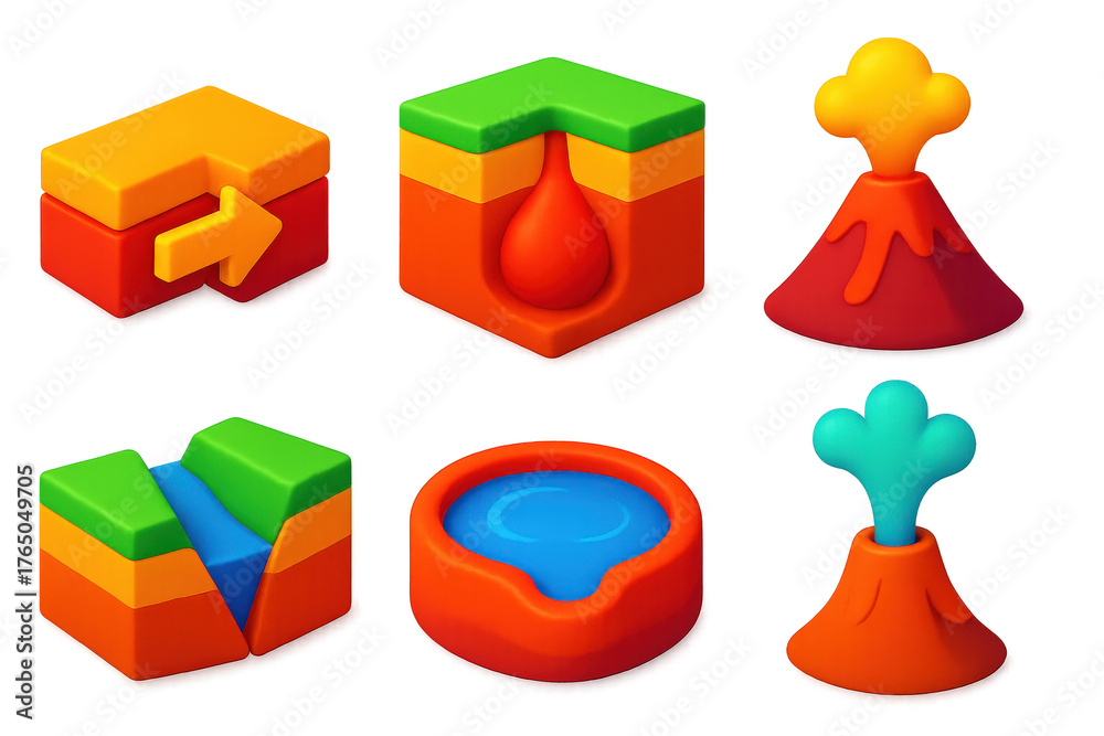 Illustration Stock Earth Processes Icons. 3D icon set of earth ...