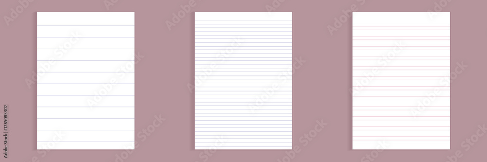 Stock-Vektorgrafik „Grid paper set. Realistic blank lined paper sheet ...