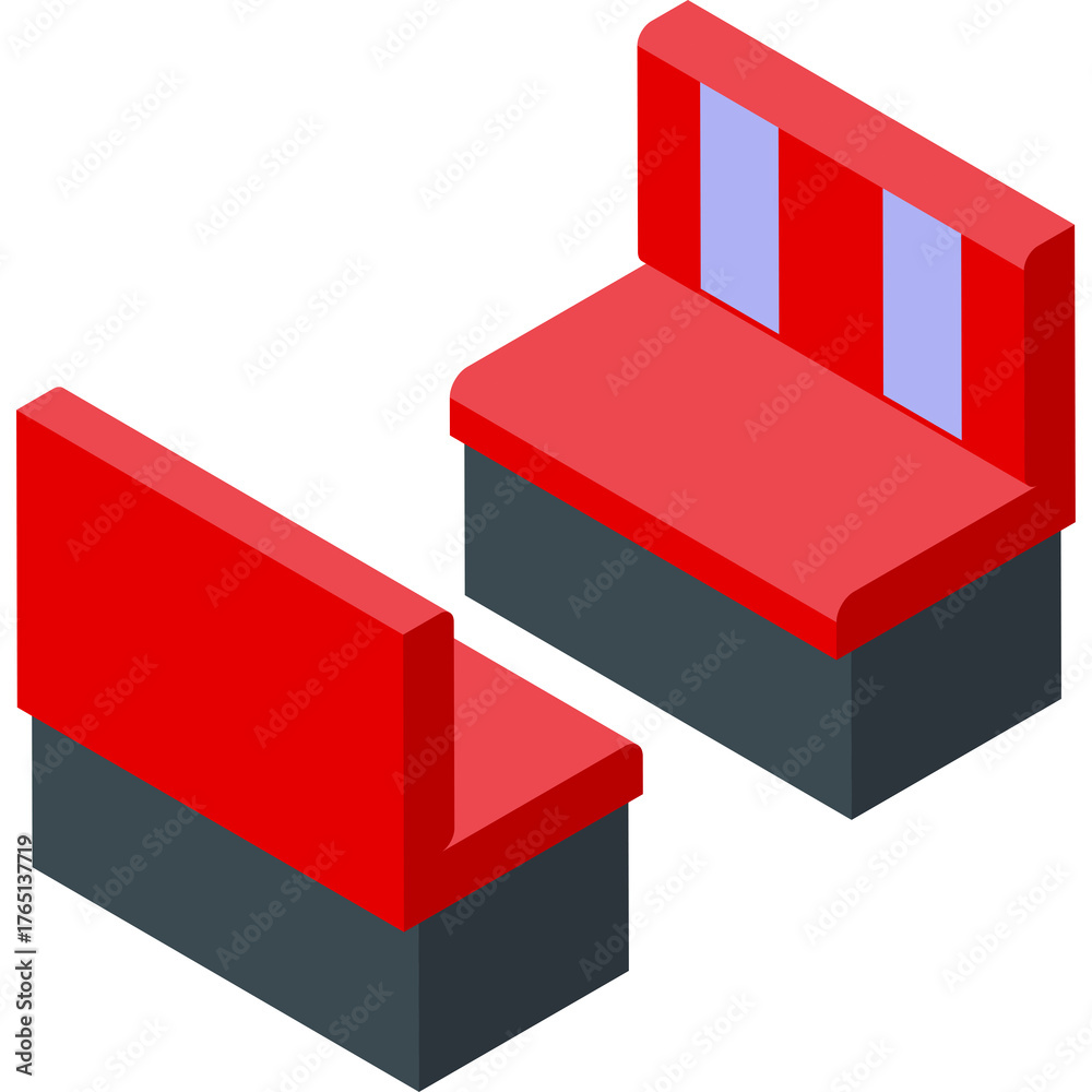 Retro Diner Booths In Red And Blue Accents For A Vintage Cafe Setting ...