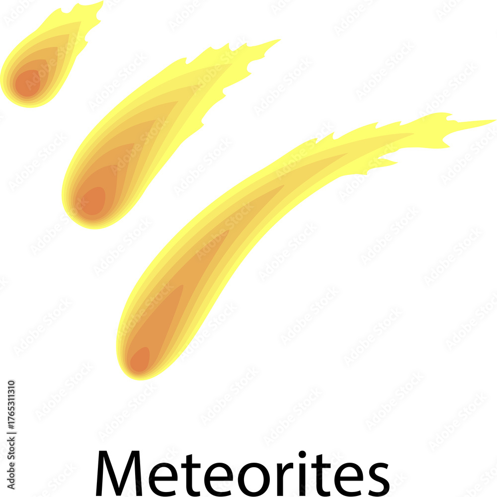 Three Cartoon Meteorites Streaking Across Transparent Sky With Fiery ...