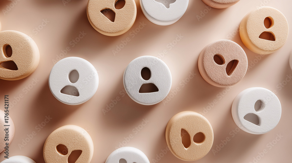 Button tokens with person icon in a circle — symbols for accounts ...