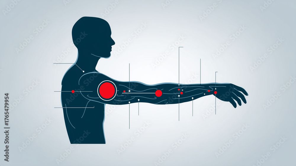 Illustration Stock Medical illustration of human arm with highlighted ...