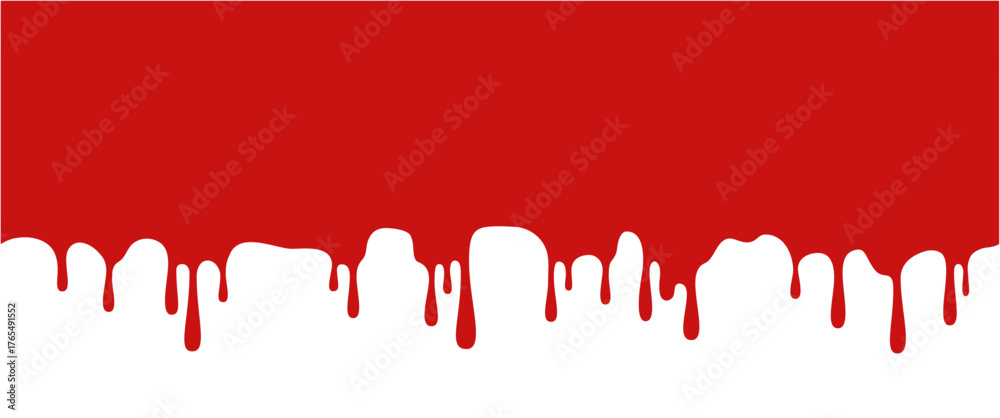 Halloween vector blood seamless border. Red dripping liquid paint with ...