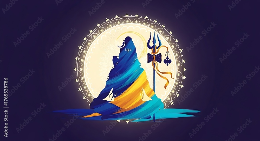 Divine Illustration of Mahadev Shiva in Calm Pose Stock Photo | Adobe Stock