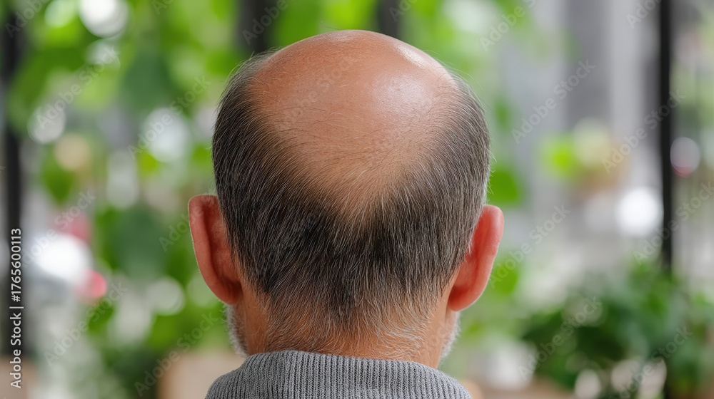 Back View Showing Senior Male Balding Head Condition Lifestyle. Ai ...