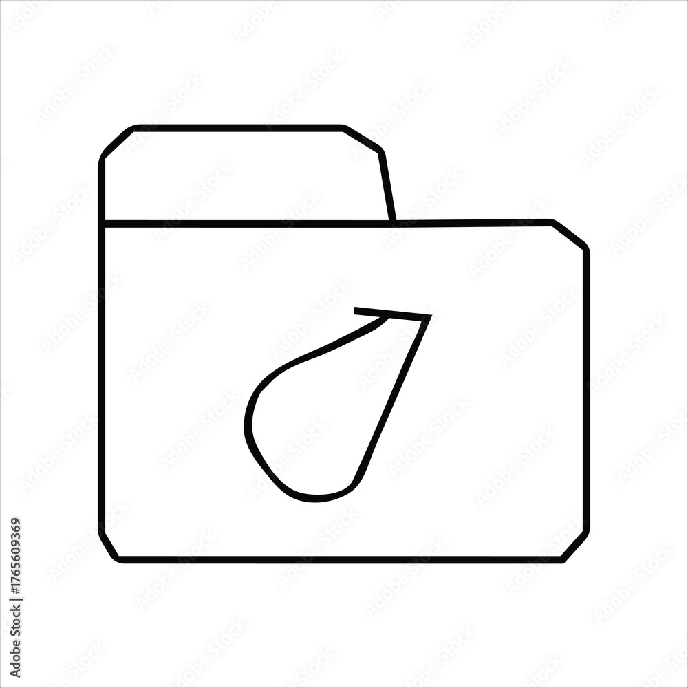 Black outline icon of a folder with an arrow inside on a white ...