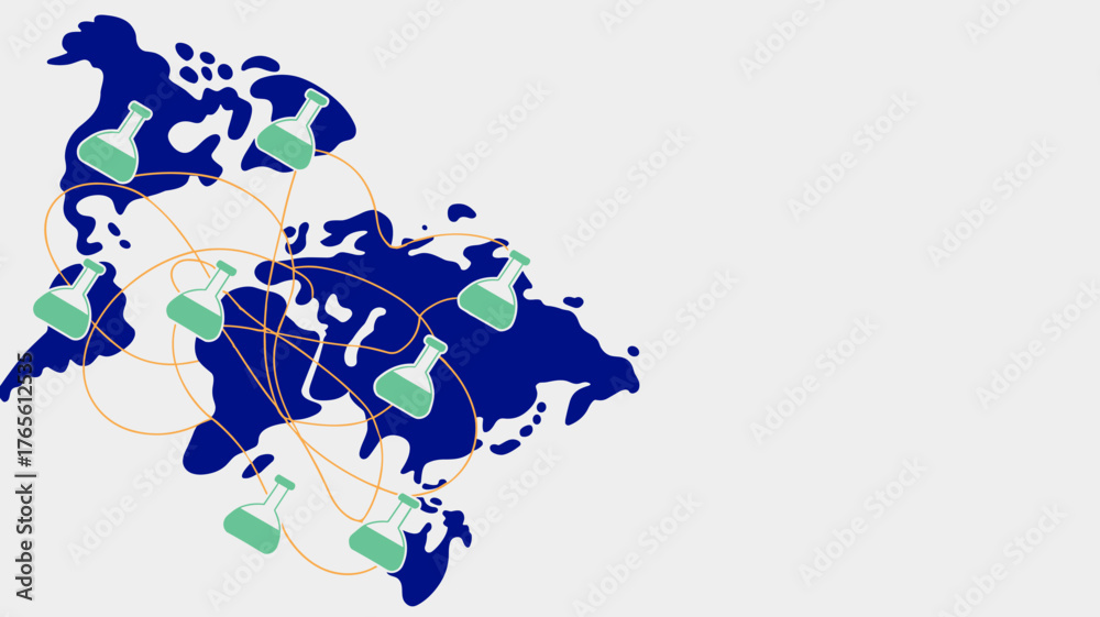 Global biotech startup network map with lab icons vector banner Stock ...