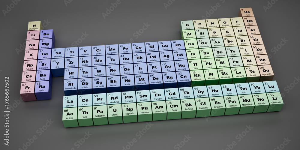 Стокова ілюстрація The periodic table of elements in Spanish language ...