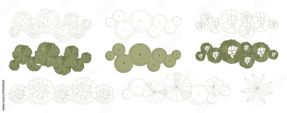 Group of Trees for architectural entourage and urban planning. Various ...