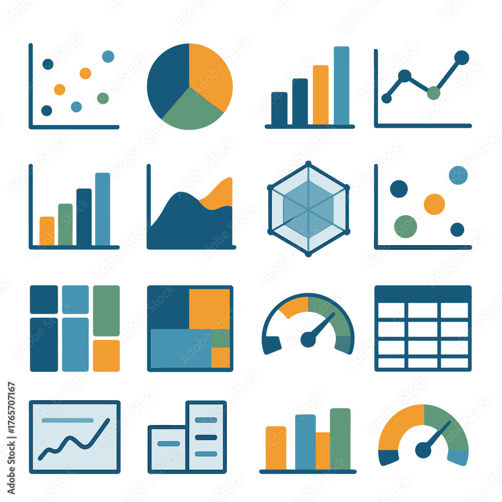 Image vectorielle Stock Data Visualization Icons. Scatter plot, pie ...