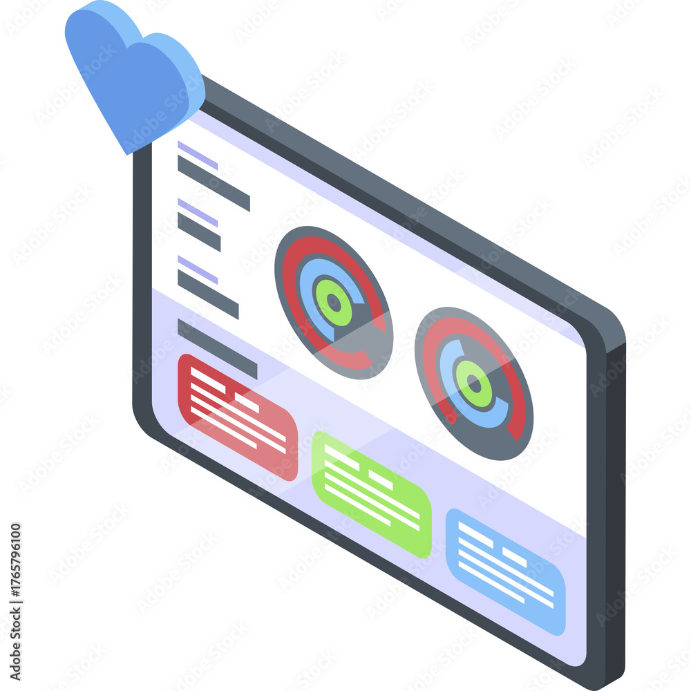 Illustration Stock Digital Dashboard Display With Blue Heart Icon ...