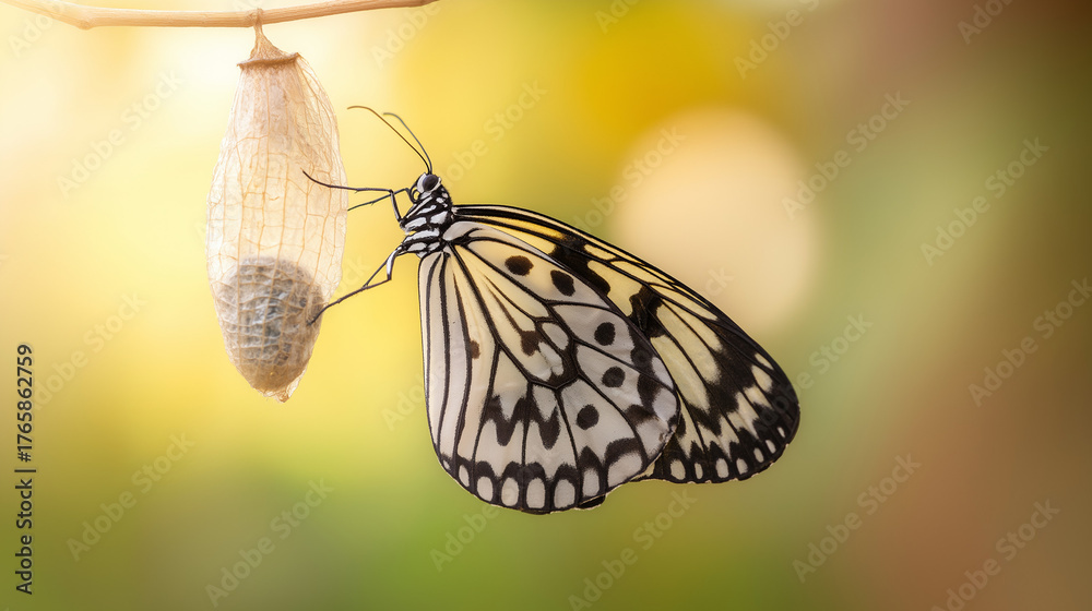 Ilustración de Stock metamorphosis. Butterfly emerging from a cocoon ...