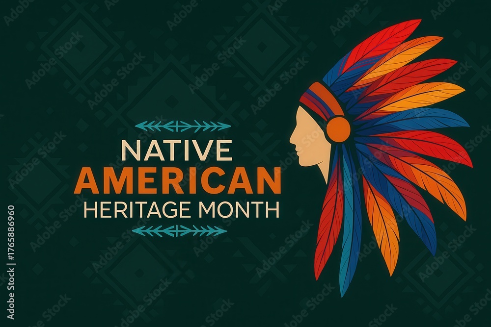 Native American Heritage Month Card and Poster with Tribal Symbols ...