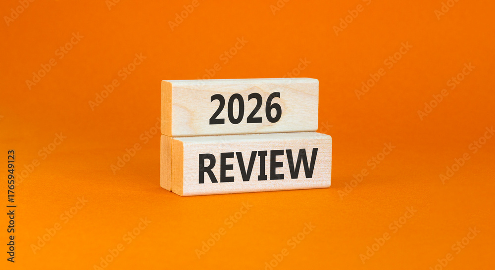Stock-Foto „2026 Review symbol. Concept words 2026 Review on beautiful ...