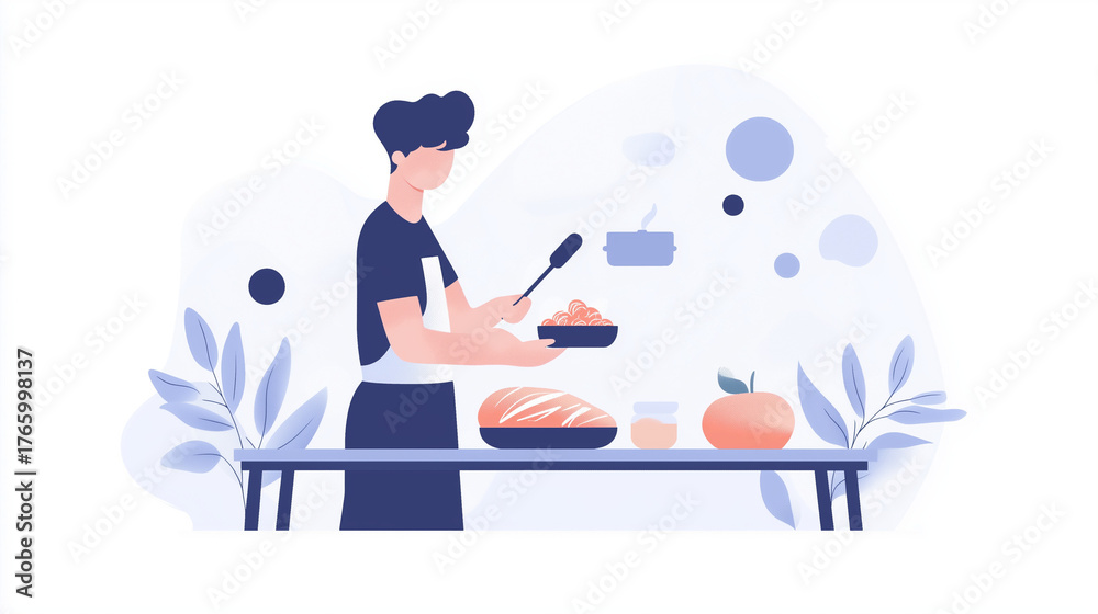 Cooking and baking process person following recipe making delicious ...