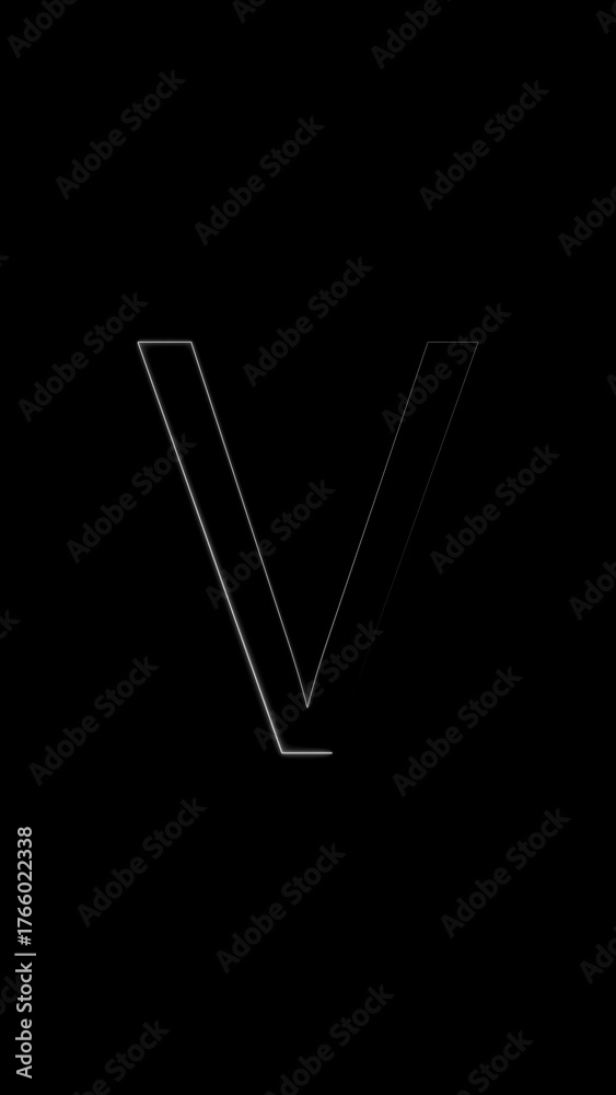 Black background with a white outline of the letter V alphabet ...