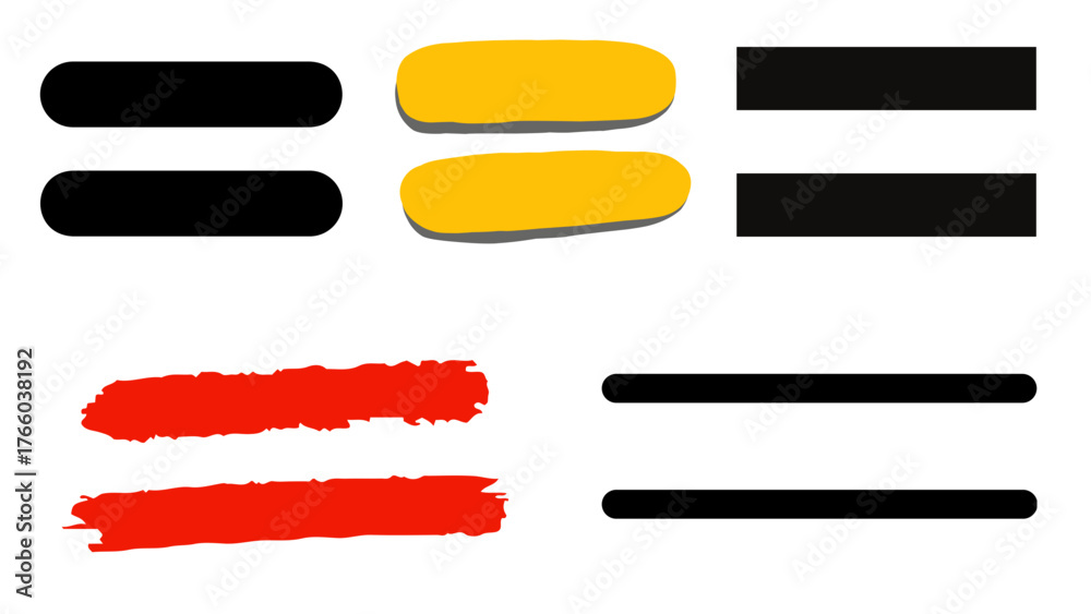 Various equal sign vector graphics illustration with different styles ...