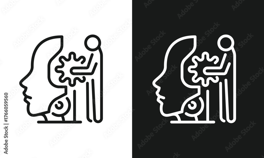 Image vectorielle Stock AI Development and Machine Learning Icon, Human ...