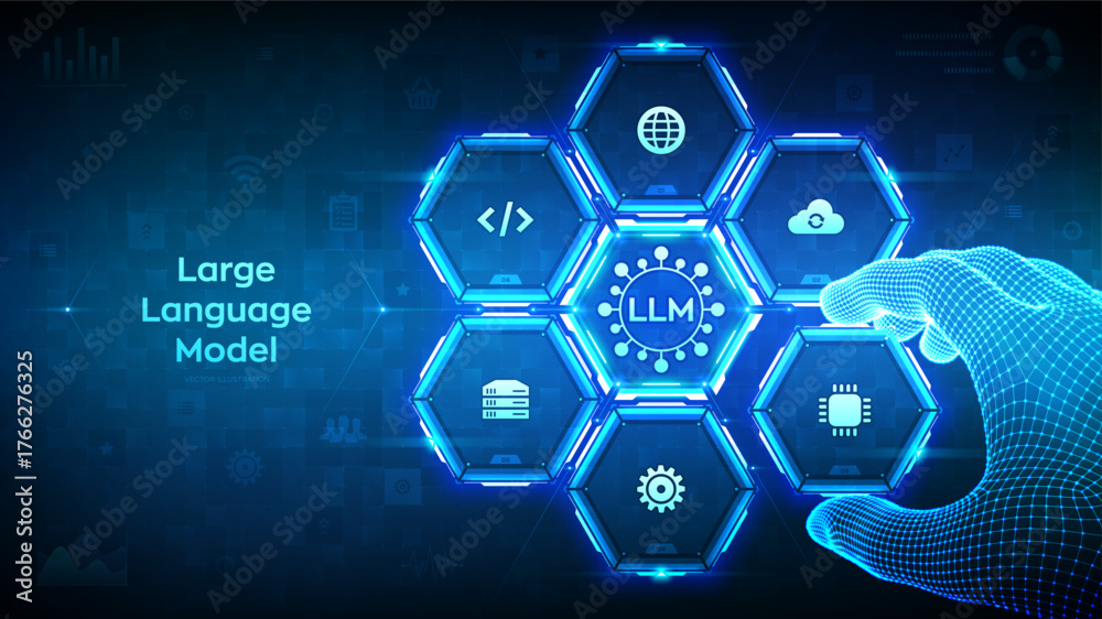LLM Large Language Model technology concept. AI. Artificial ...