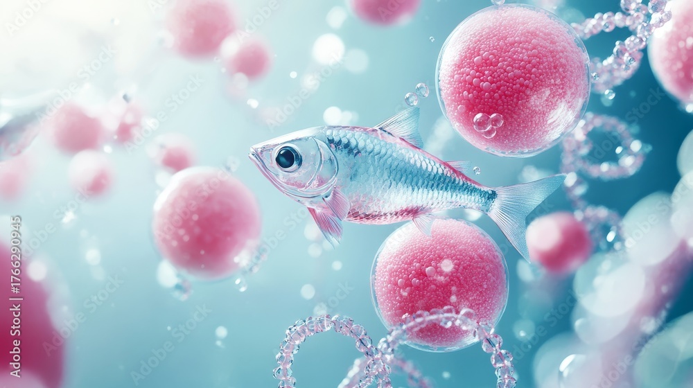 stylized beauty concept with hyaluronic acid droplets pink collagen ...