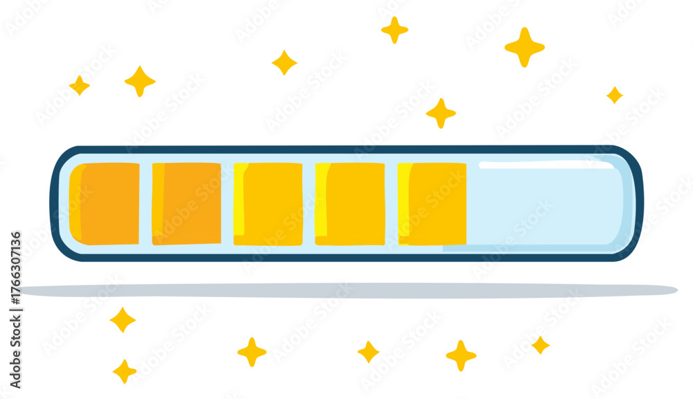 Creative progress bar with star elements and yellow fill indicating ...