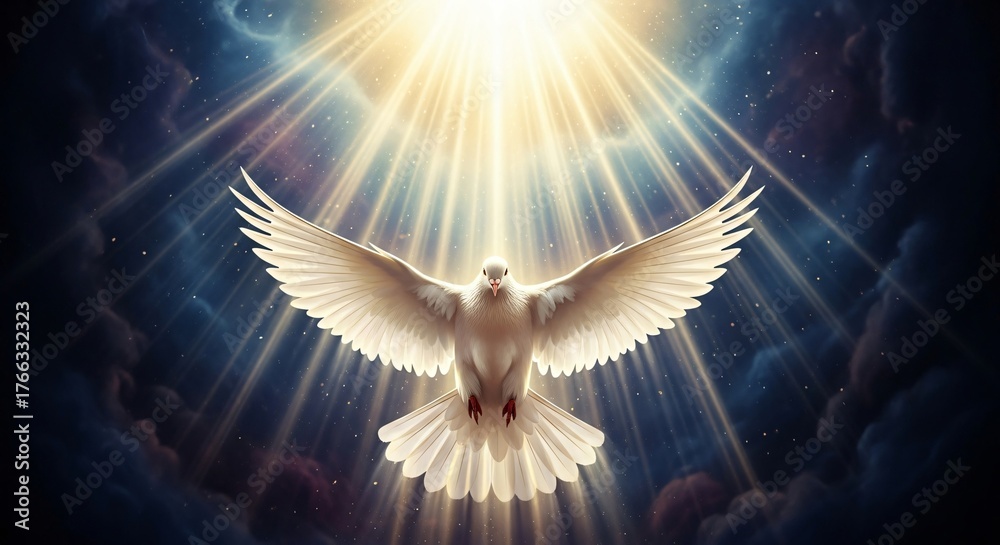 Holy Spirit Dove Descending from Heaven – Divine Light Symbol of Faith ...